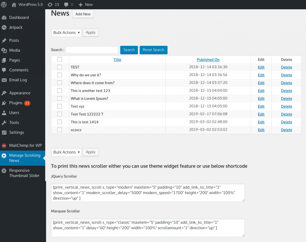 WordPress Vertical News Scroller Pro - I13 Web Solution