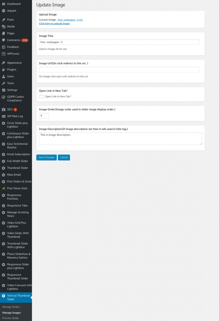 WordPress vertical thumbnail slider Pro PlugIn - I13 Web Solution
