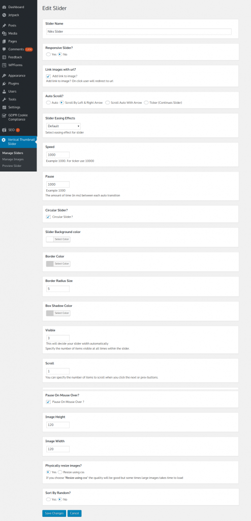 WordPress vertical thumbnail slider Pro PlugIn - I13 Web Solution